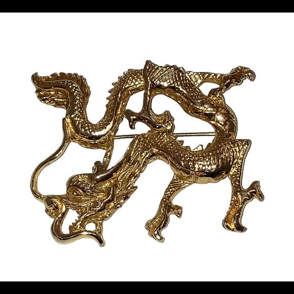 Jewelry | Vogue Jewelry Gold Plated Chinese Dragon Pin | Poshmark